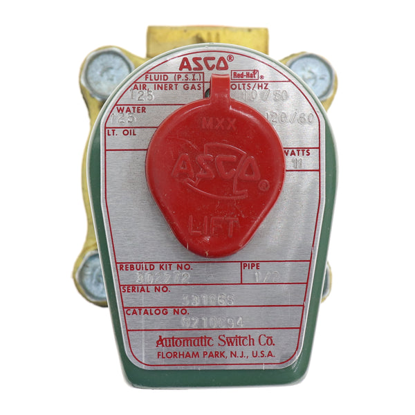 ASCO 8210C94 2-WAY 2-POSITION SOLENOID VALVE, NC, 3/8", 120VAC, HIGH F ...
