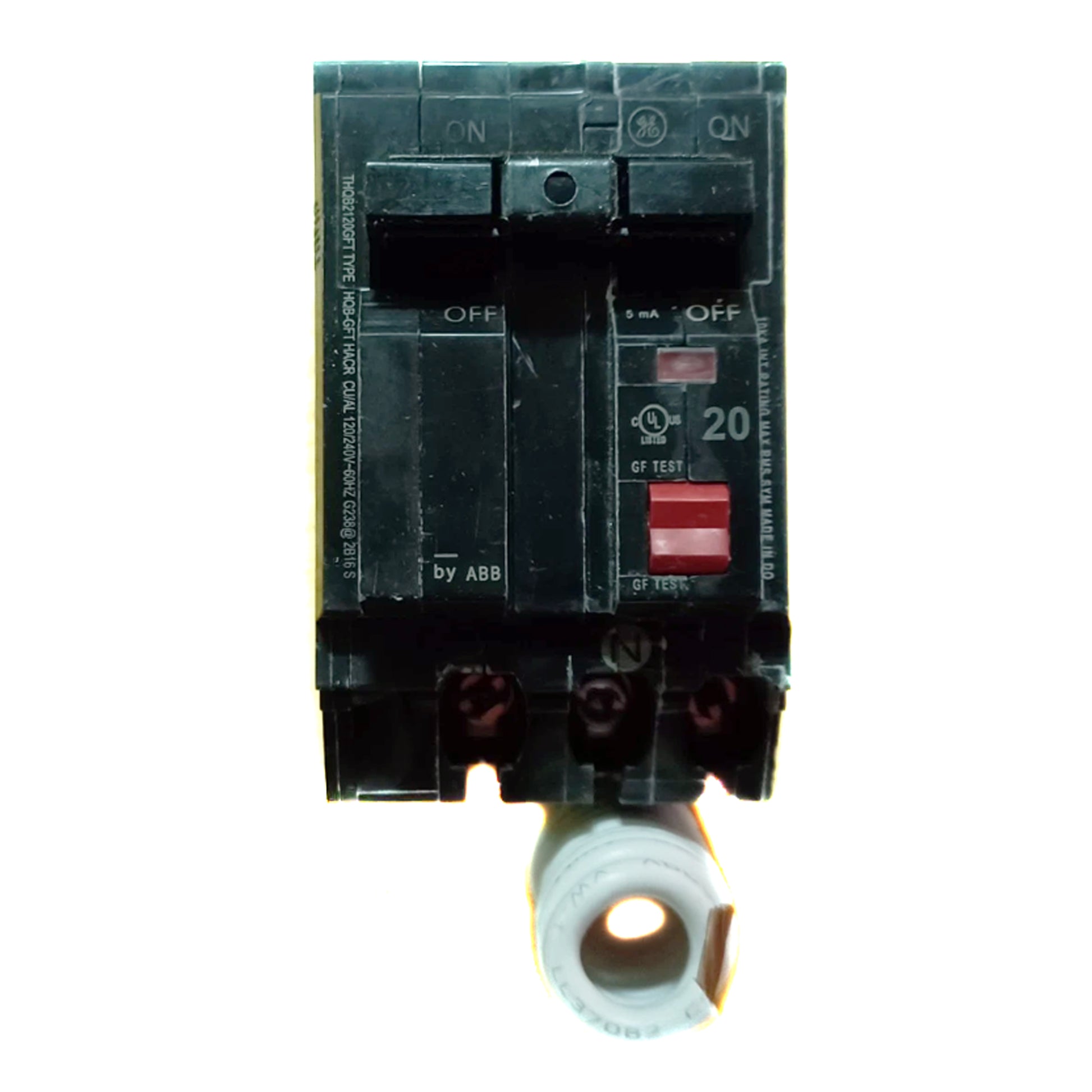 GE THQB2120GFT BOLT-ON THQB GFCI CIRCUIT BREAKER, 2-POLE, 20A, 120/240 ...