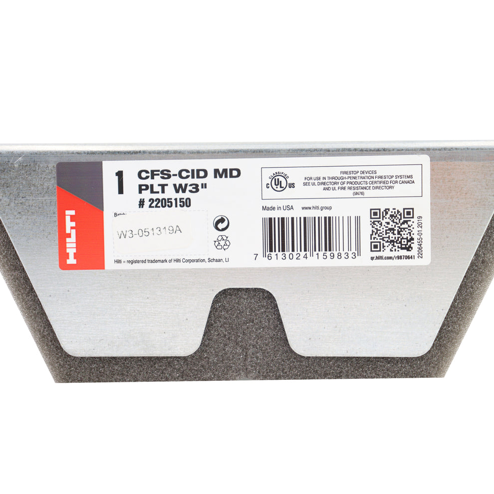 HILTI 2205150 CFS-CID-MD-PLT-W3 PLATFORMS FOR METAL DECK FIRESTOP SLEE ...