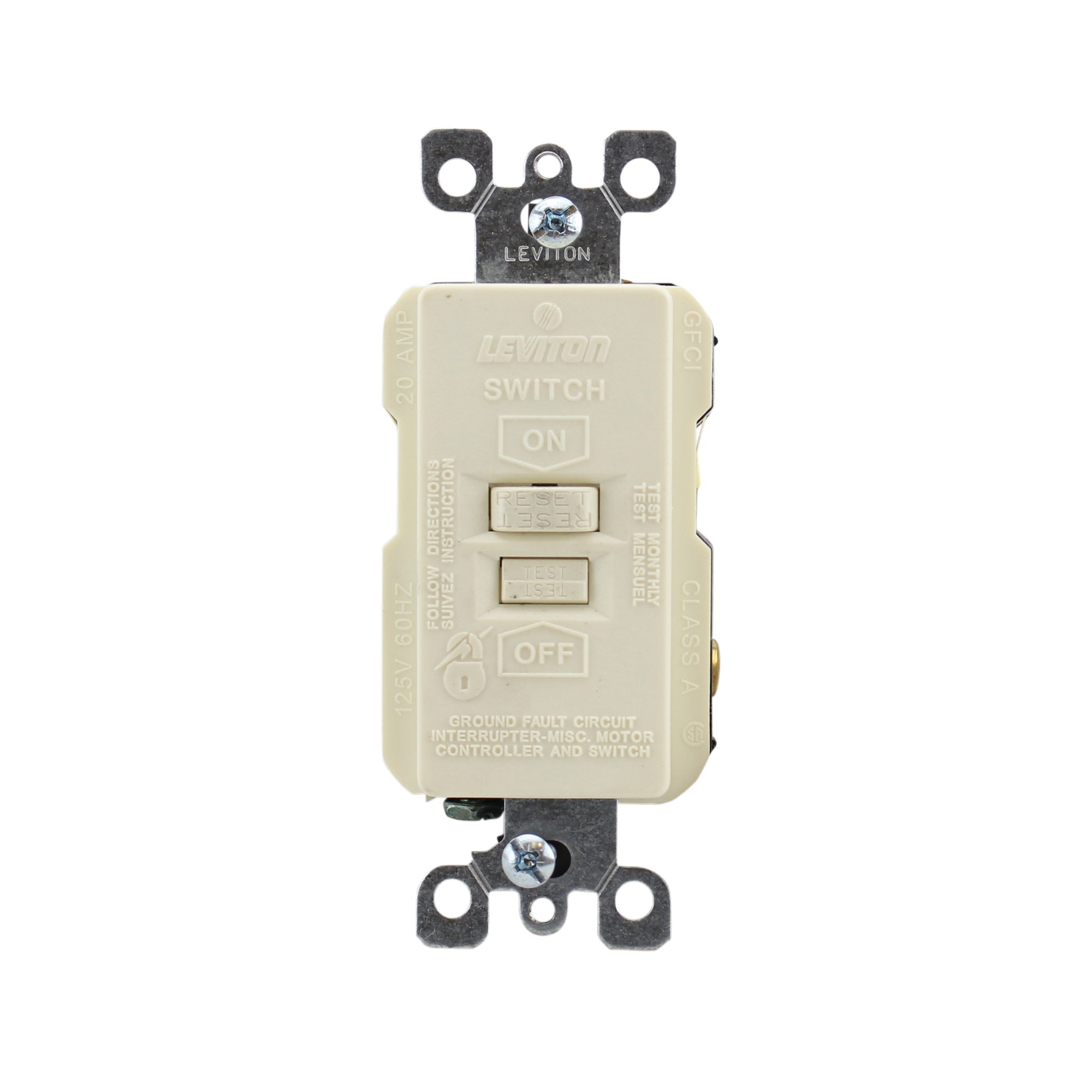 Leviton8590-aGfciSmartlockGfi,FeedThrough,20a,125v,Almond – Toomanyamps