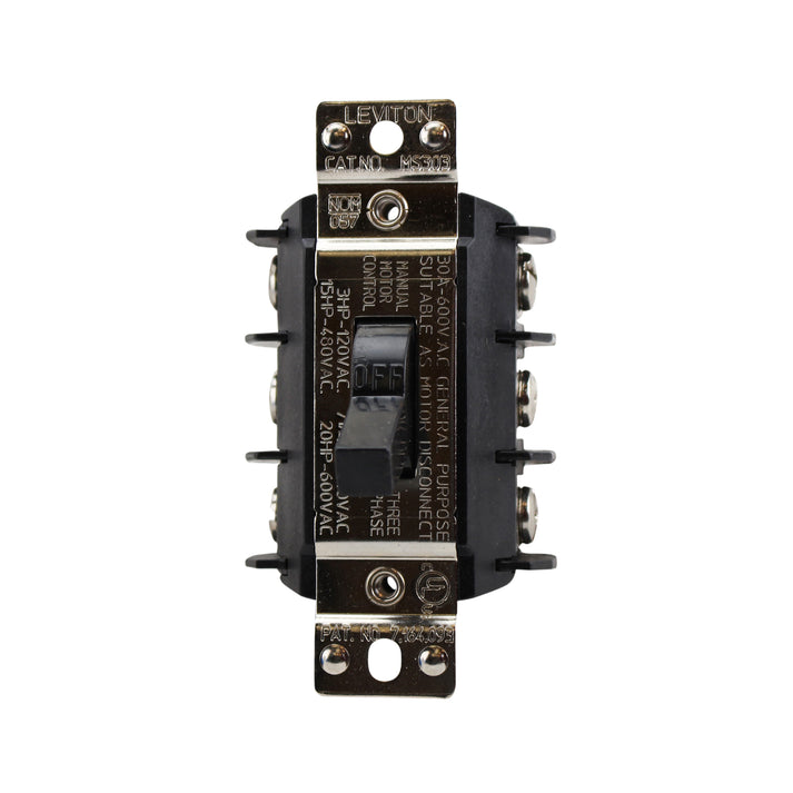LEVITON MS303-DS INDUSTRIAL AC MOTOR STARTER TOGGLE, 30A, 600V, 3P, 3Y ...