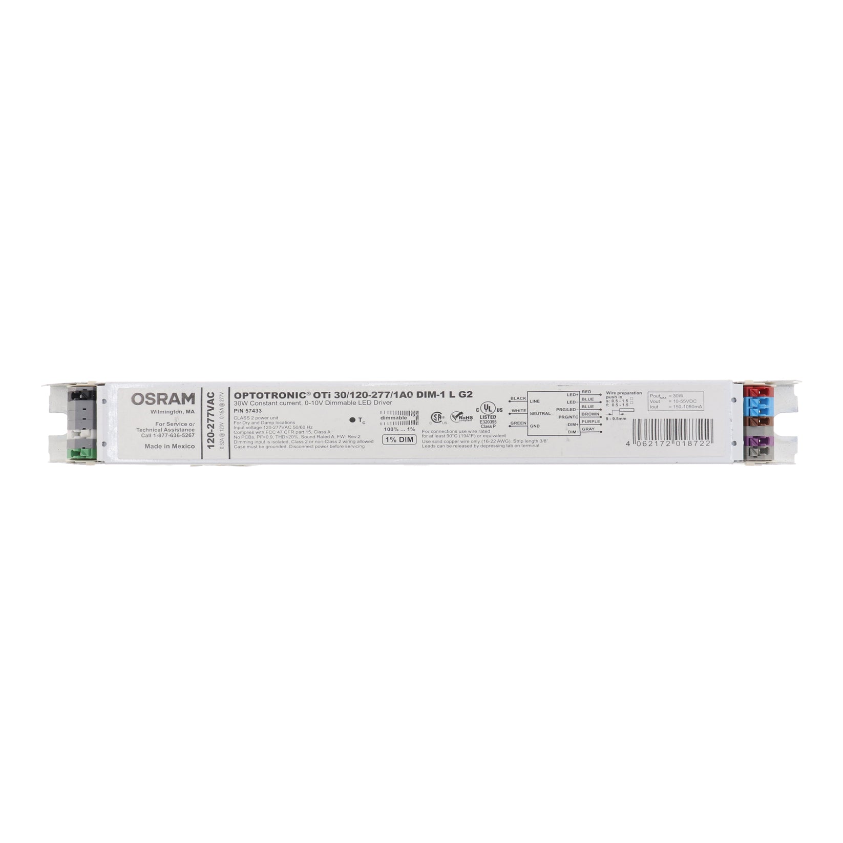 OSRAM OTI30/120-277/1A0-DIM-1-L-G2 DIMMABLE LED DRIVER, 30W, 10-55VDC ...