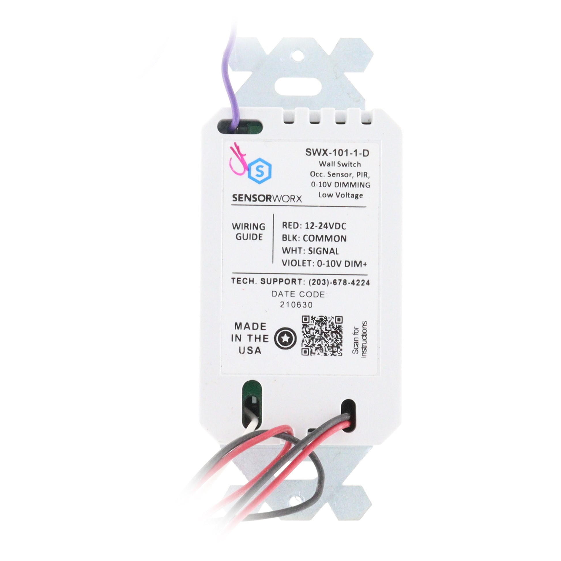 SENSORWORX SWX-101-1-D-WH WALL SWITCH OCCUPANCY SENSOR DIMMING LOW VOL ...