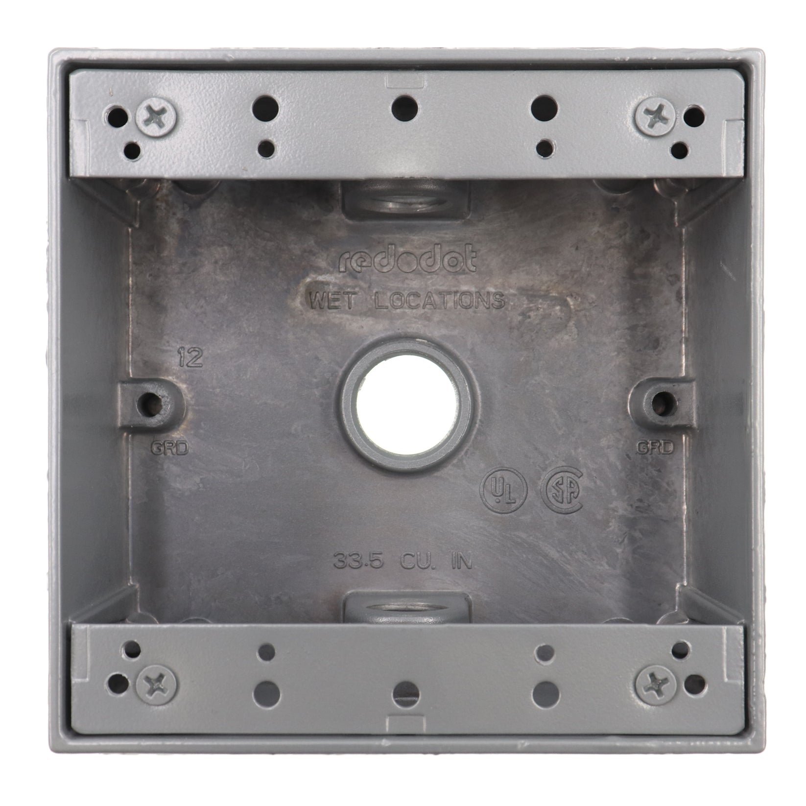 RED DOT 2IH3-1 S400E ALUMINUM WEATHERPROOF OUTLET BOX, 2 GANG, (3) 1/2 ...